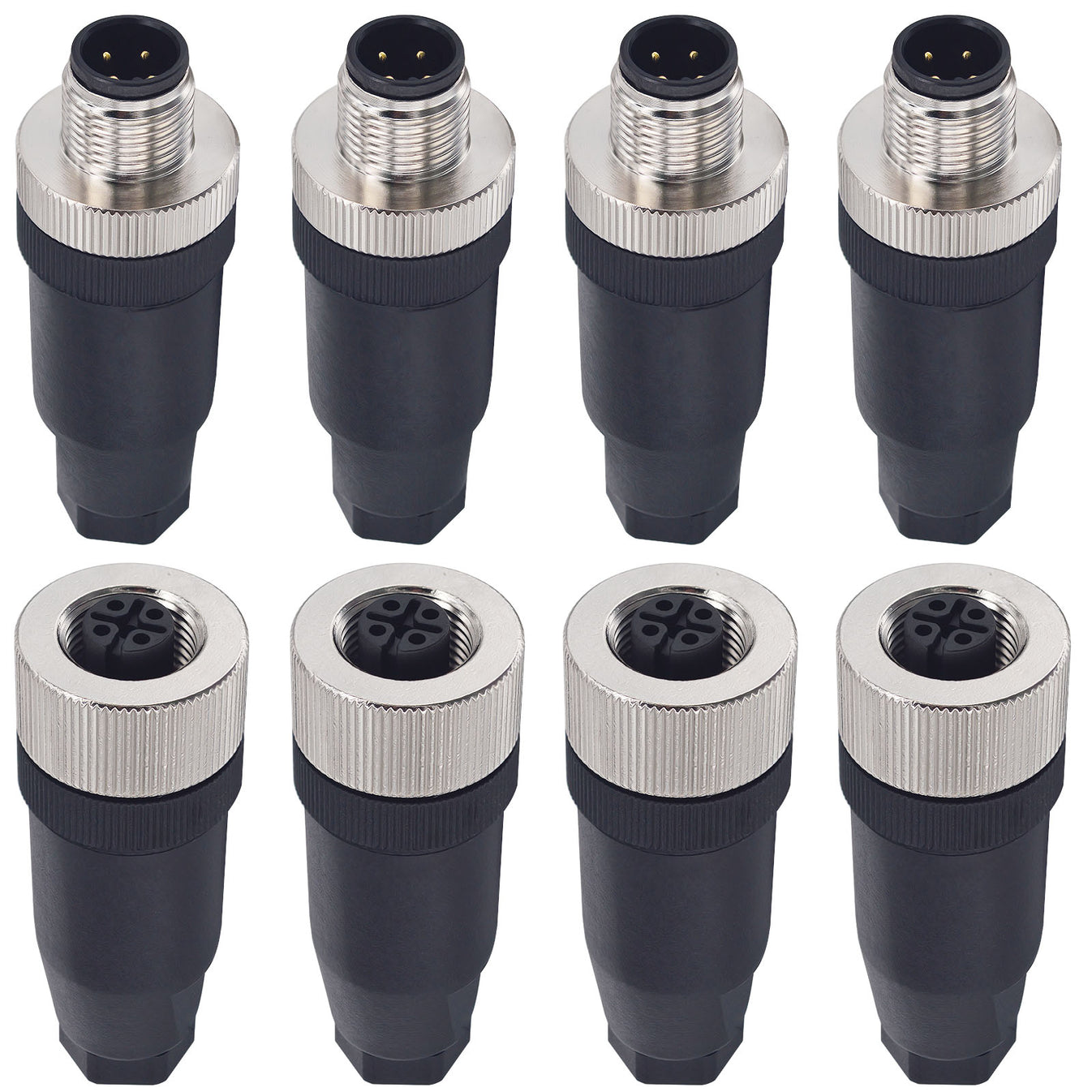 M12 4 Pin Male & Female Socket Panel Aviation Wire Connector,12mm Indu ...